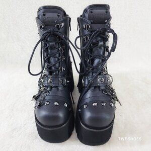 Demonia | Shoes | Ashes 35 Platform Goth Punk Boots Chain Charms ...